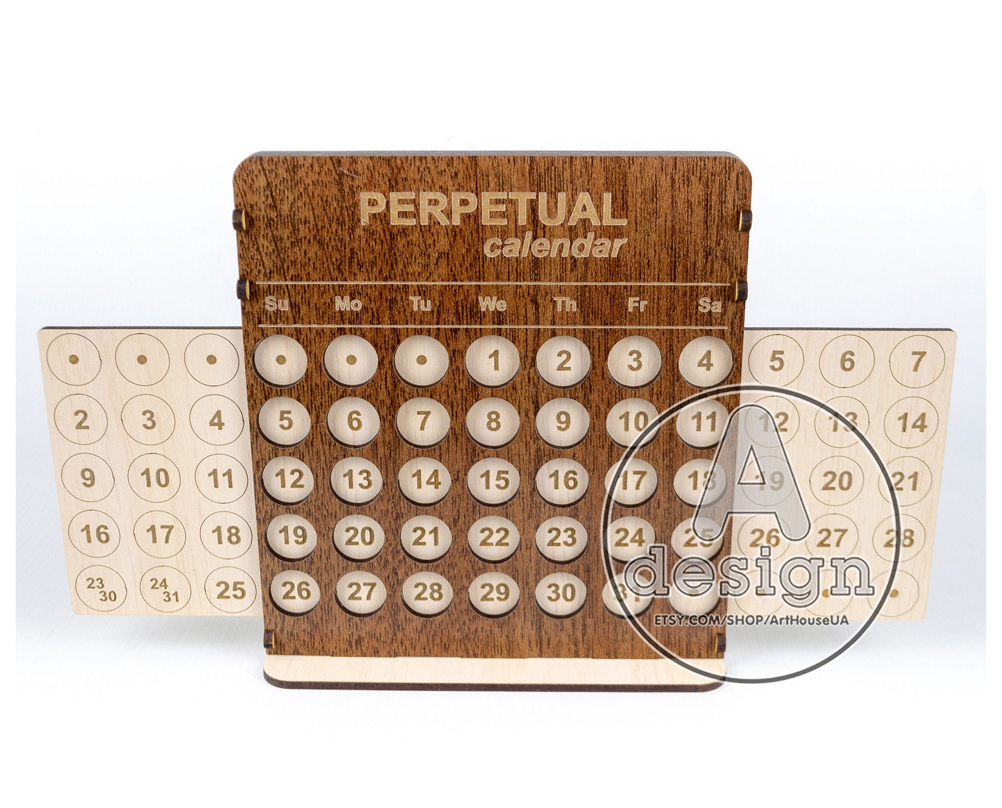 Calendario perpetuo Modelo vectorial de corte láser | Etsy