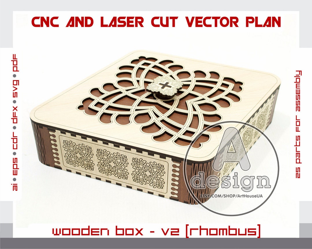 Wooden Box , Gift Box Laser Cut, Box Vector Plan, Plywood Box Laser ...