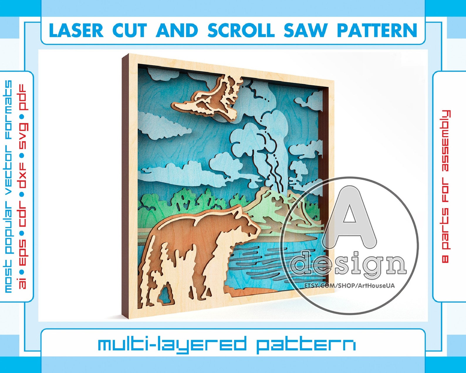 Scroll Saw Pattern Bear Scroll Saw Pdf Bear Laser Cut | Etsy