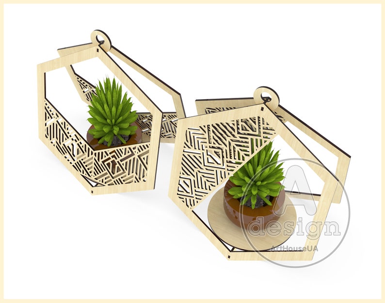 Hanging Planter Vector Plan, Flowers Storage Basket Ready SVG Files for ...