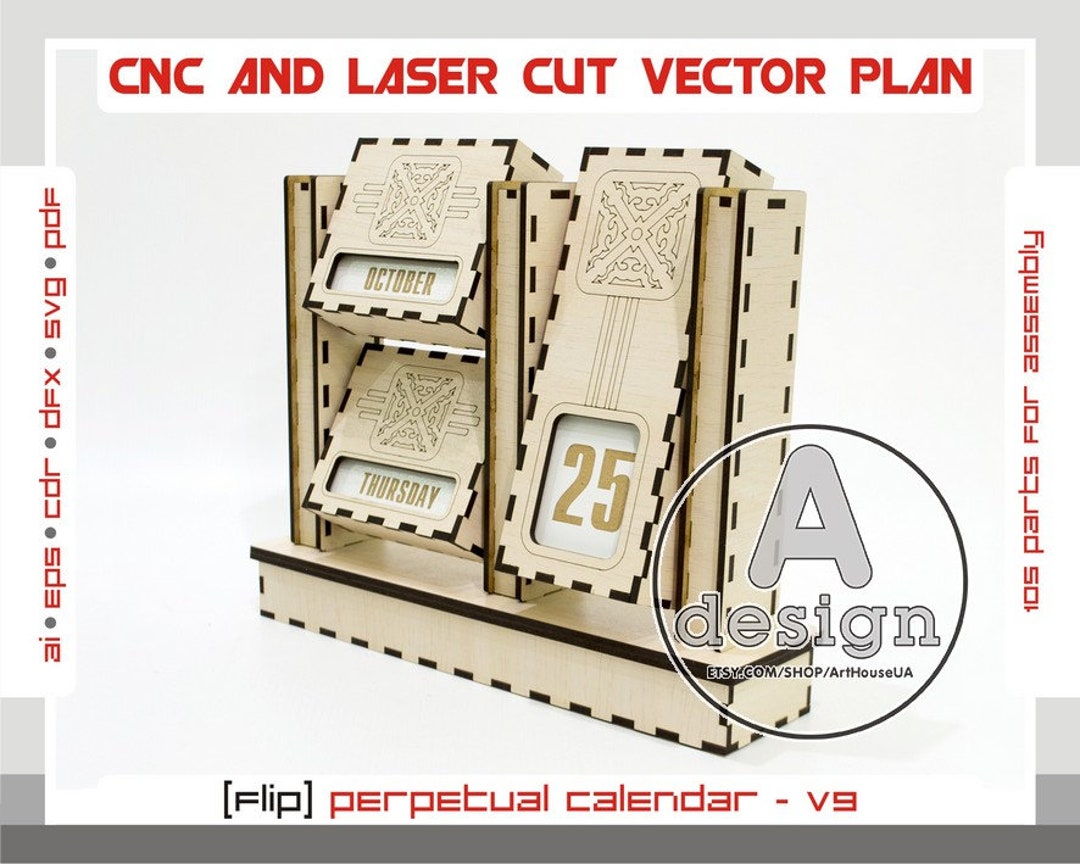 Perpetual Calendar, Calendar Laser Cut Vector Plan, Perpetual Calendar ...