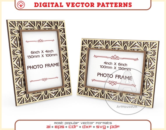 Photo frame SVG Laser Cut Picture Frame Wall Hanger SVG Pdf DXF Digital ...