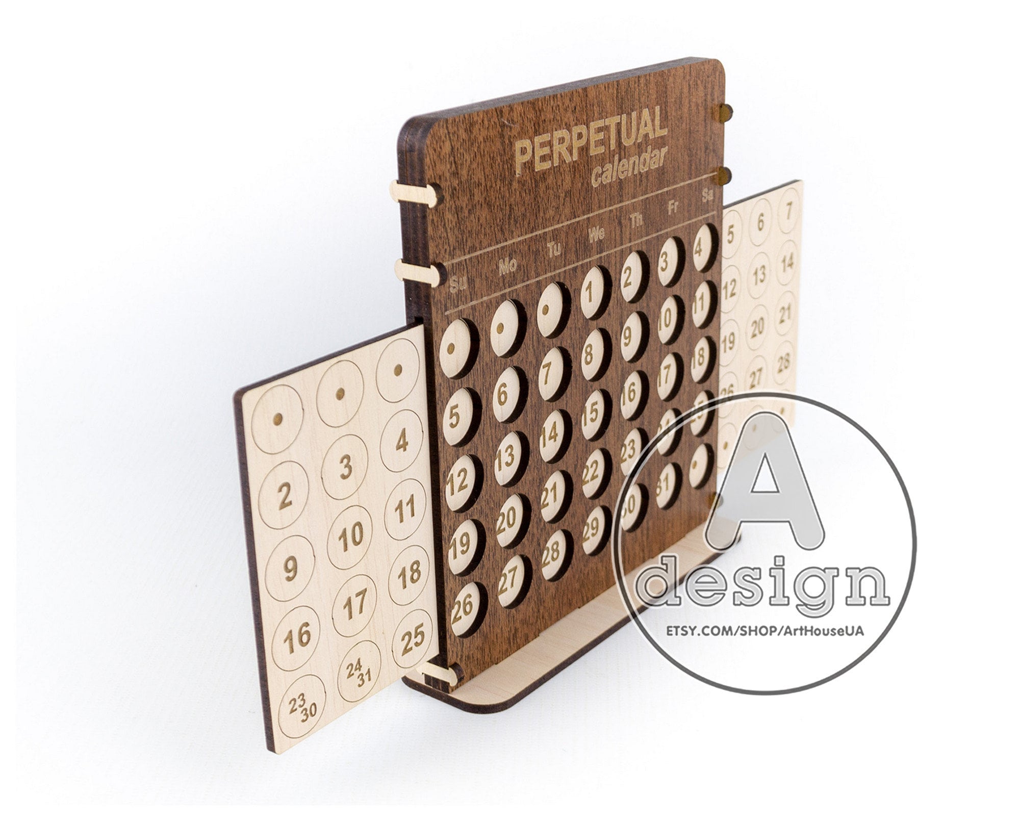 Calendario perpetuo Modelo vectorial de corte láser | Etsy