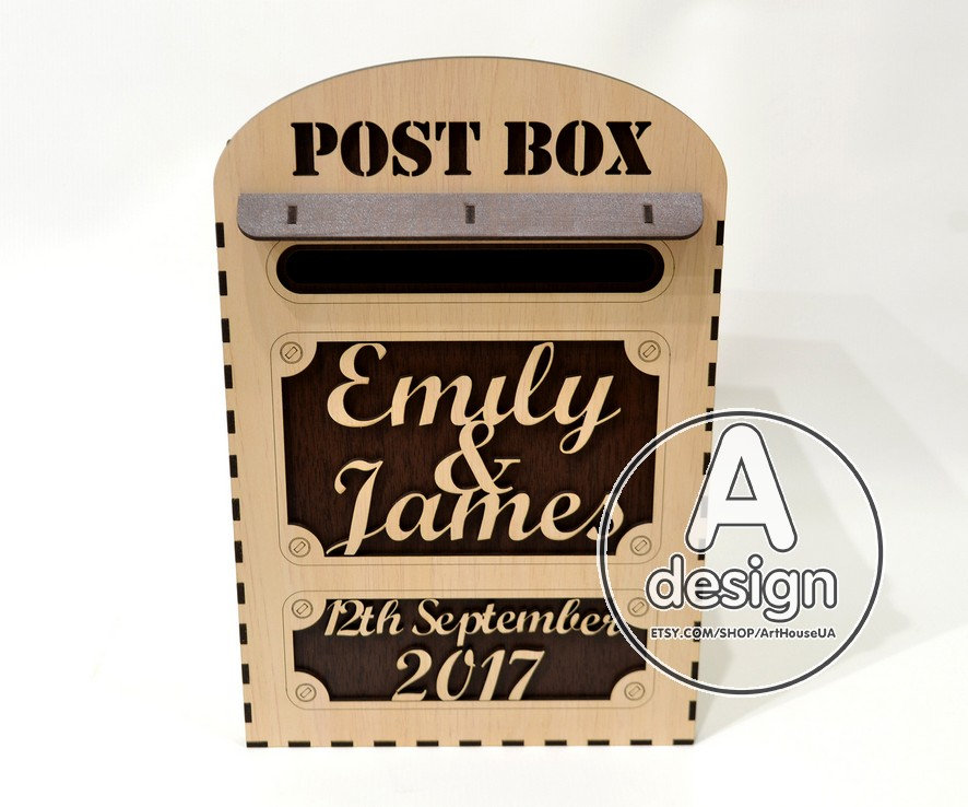 Wedding Card Post Box SVG Laser Cut File Wooden M Size Reception Box ...