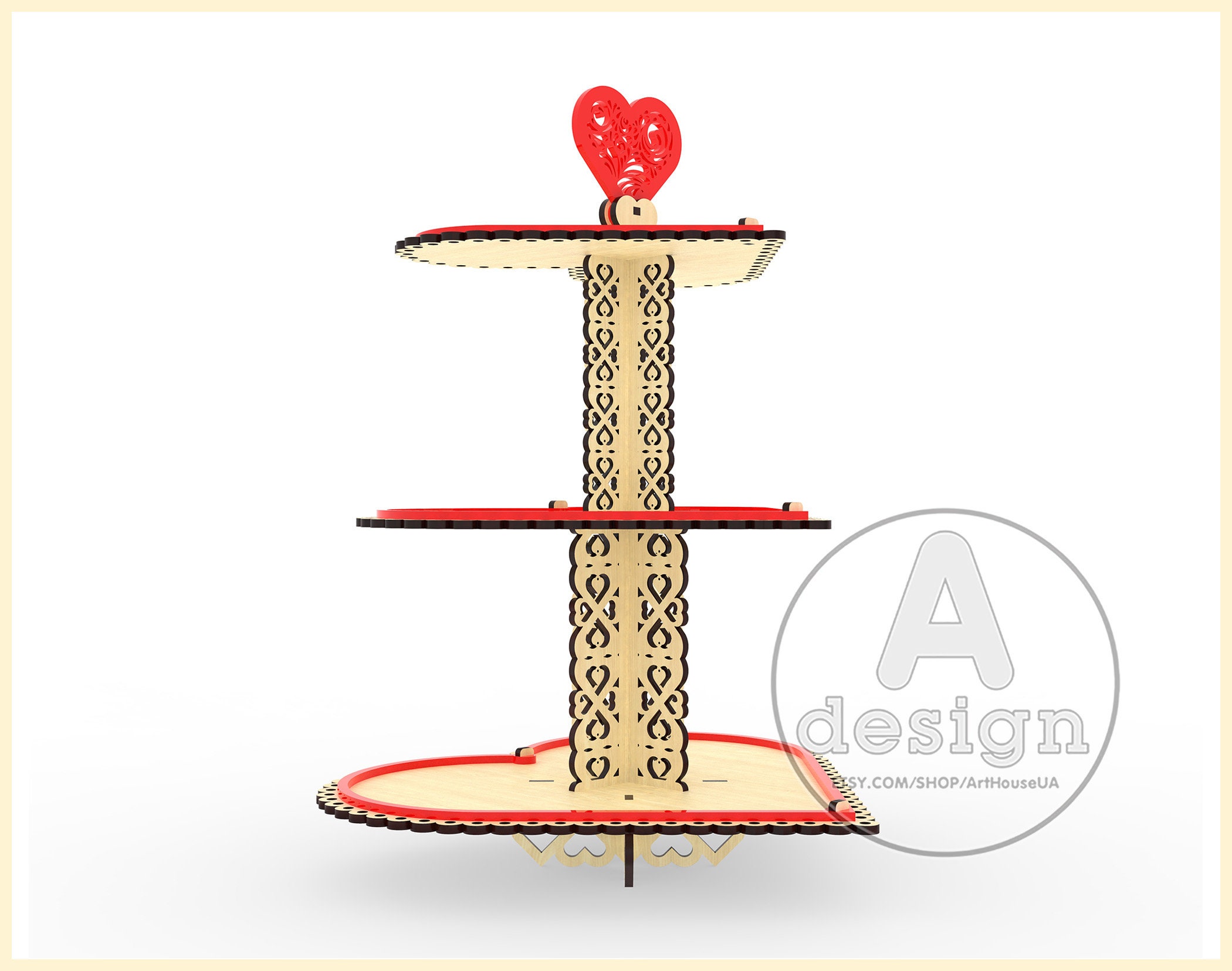 Tiered Tray With Three Plates Laser Cut Vector File DXF Tray - Etsy