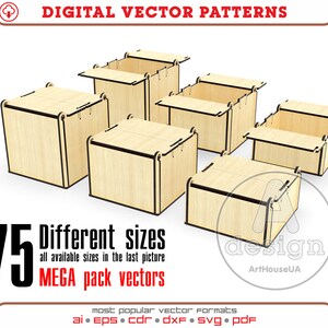 75 Different Sizes of Boxes With Two Flip up Lids Vector Files - Etsy