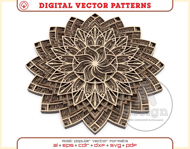 Mandala Laser Cut Vector File DXF Mandala Scroll Saw File - Etsy