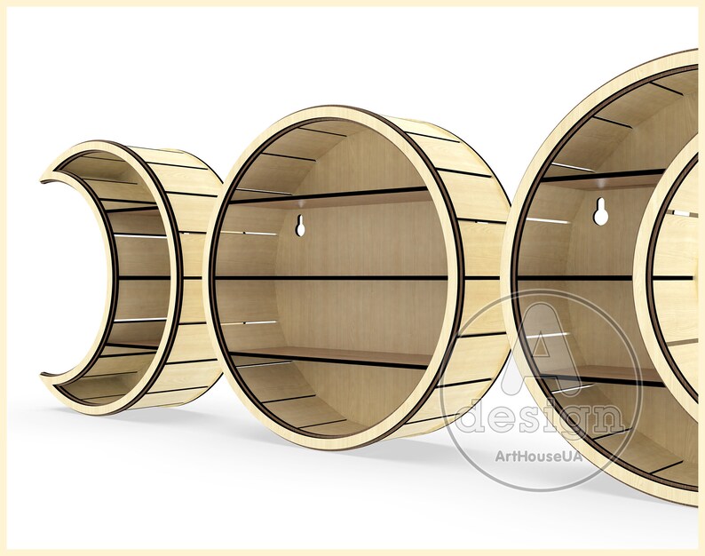 Moon Phase Shelf SVG Laser Cut File, Triple Moon Boho Wall Organizer ...