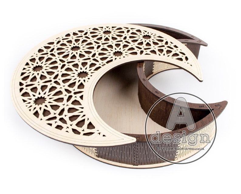 Box Moon vector Gift box laser Plywood box laser Wooden | Etsy