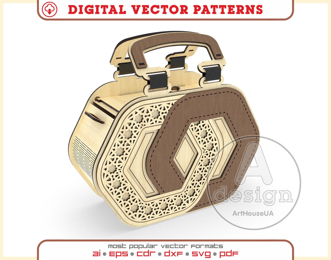 Wood Purse Vector File for Laser Cut Ready SVG, Handbag Vector File ...
