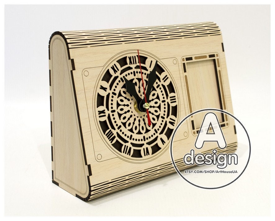 Table Clock Desk Clock Table Clock With Photo Frame Wooden - Etsy