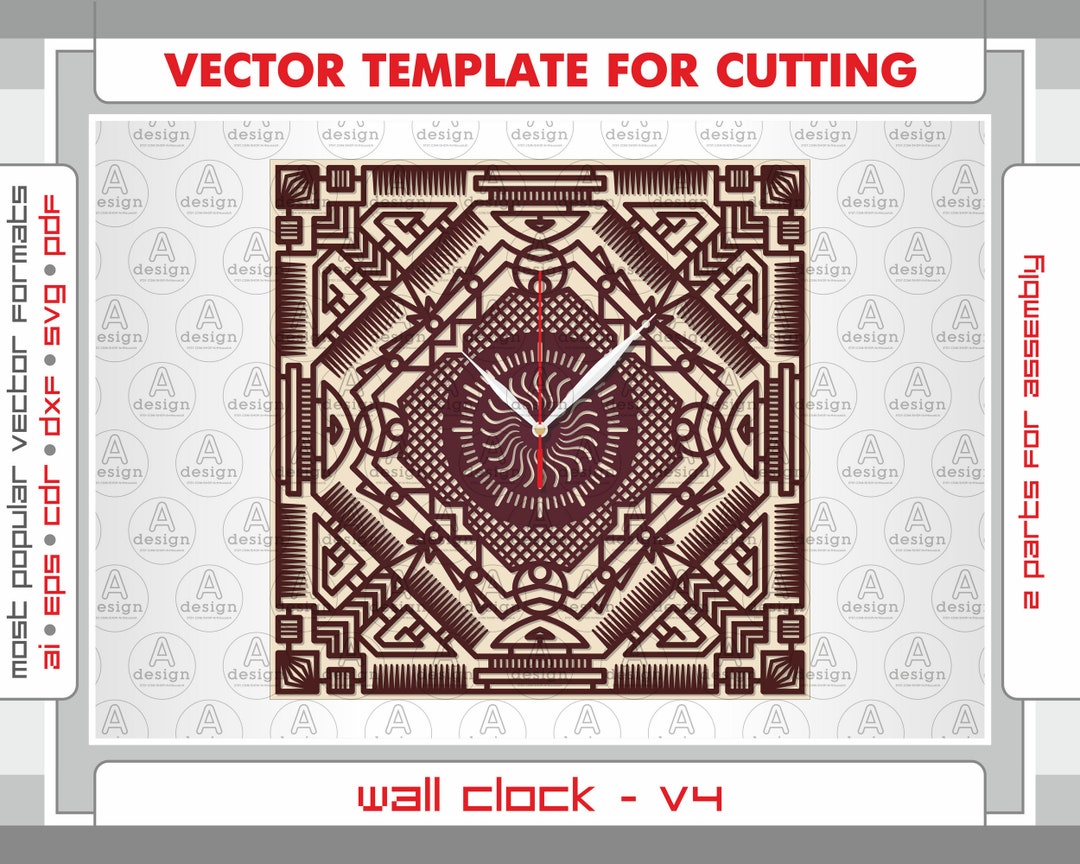 Wall Clock Pattern, Clock SVG, Clock DXF, Clock Vector, Clock Laser Cut ...