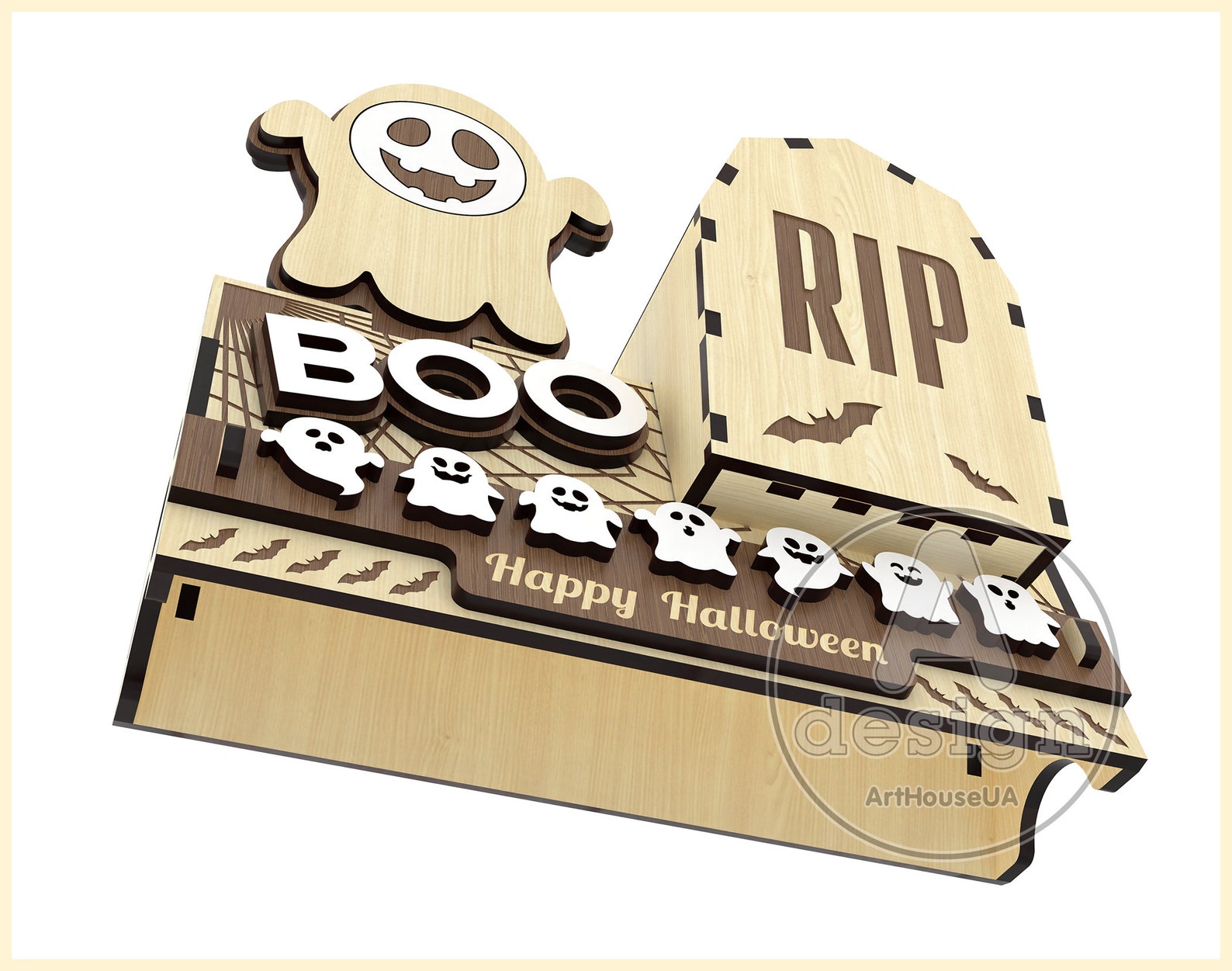 Halloween Candy Box in Card Vector File for Laser Cut Spooky Gift ...
