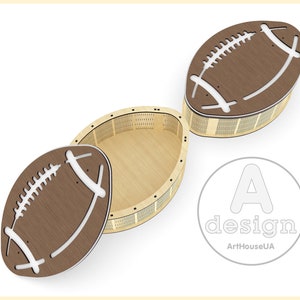 Football Ball Gift Box Laser Cut Vector File, American Football Ball ...