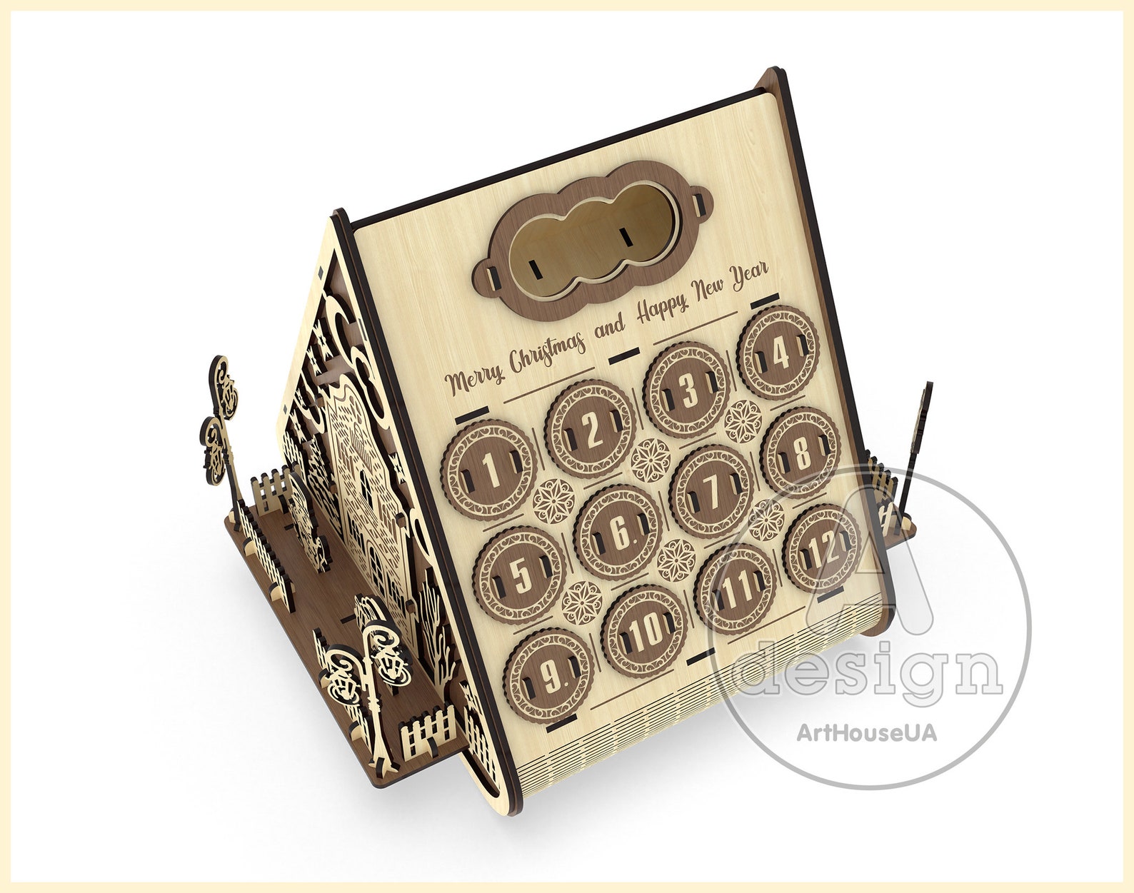 Advent Calendar Laser Cut Vector File, Christmas Decoration, Christmas ...