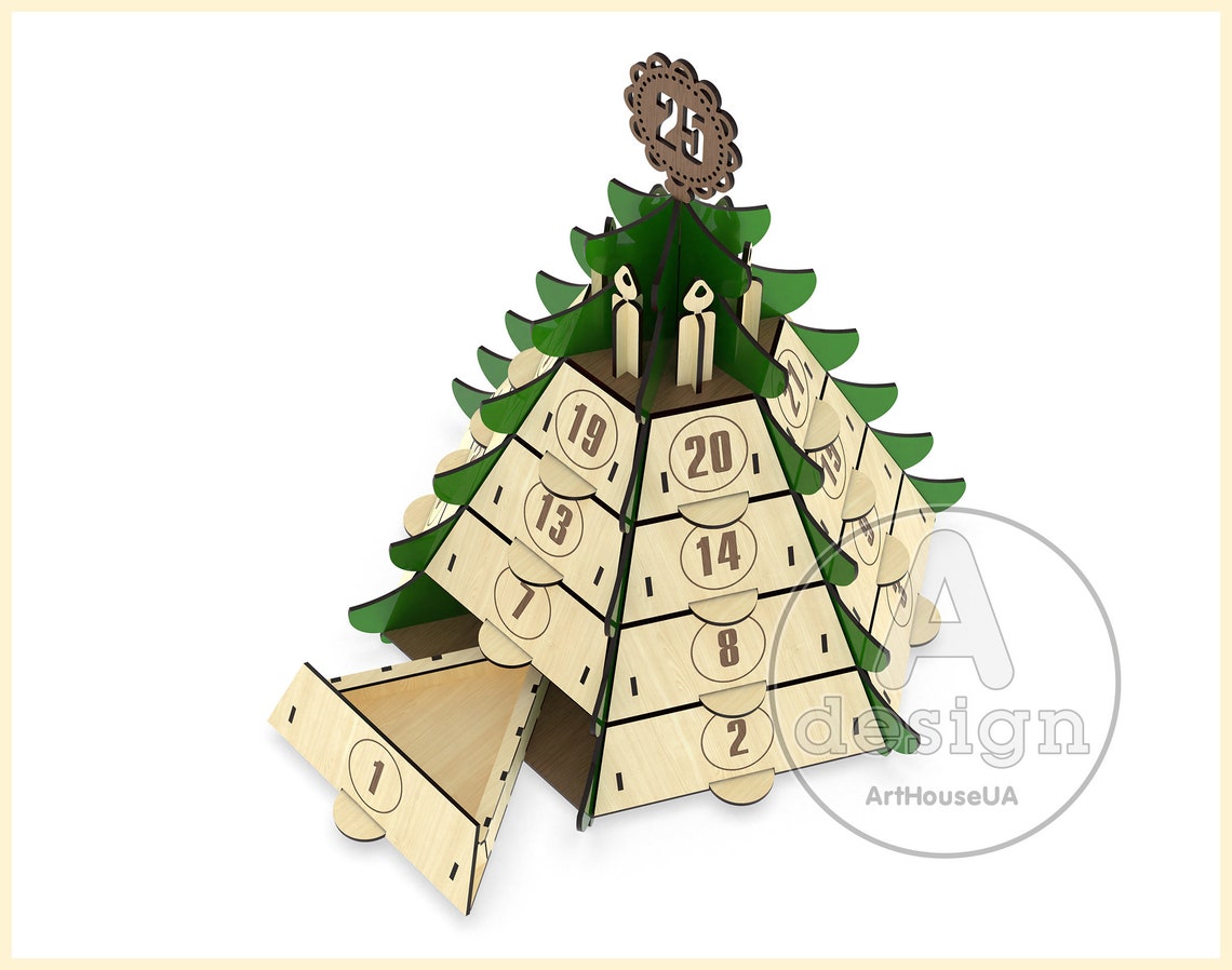 Advent Calendar Laser Cut Vector File, Christmas Advent Calendar ...