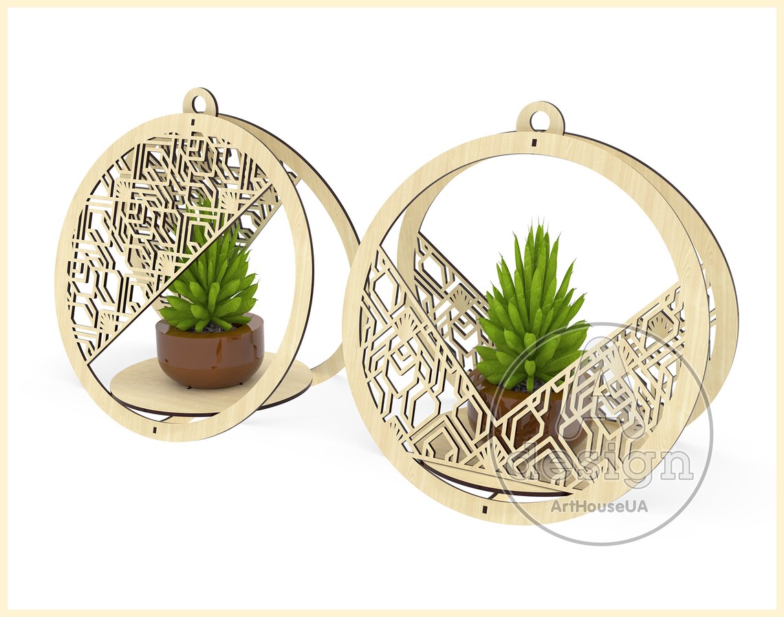 Hanging planter vector plan flowers storage basket ready SVG | Etsy