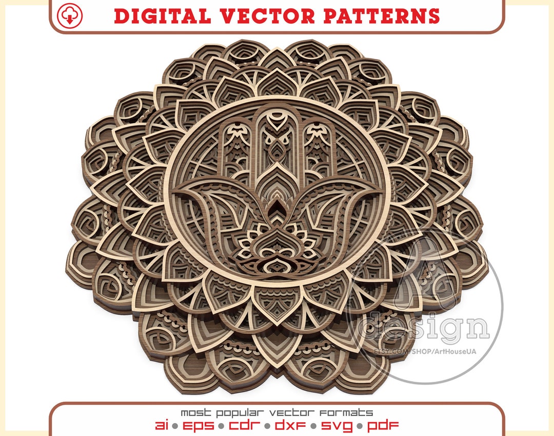 Mandala Laser Cut Vector File DXF, Mandala Scroll Saw File PDF ...