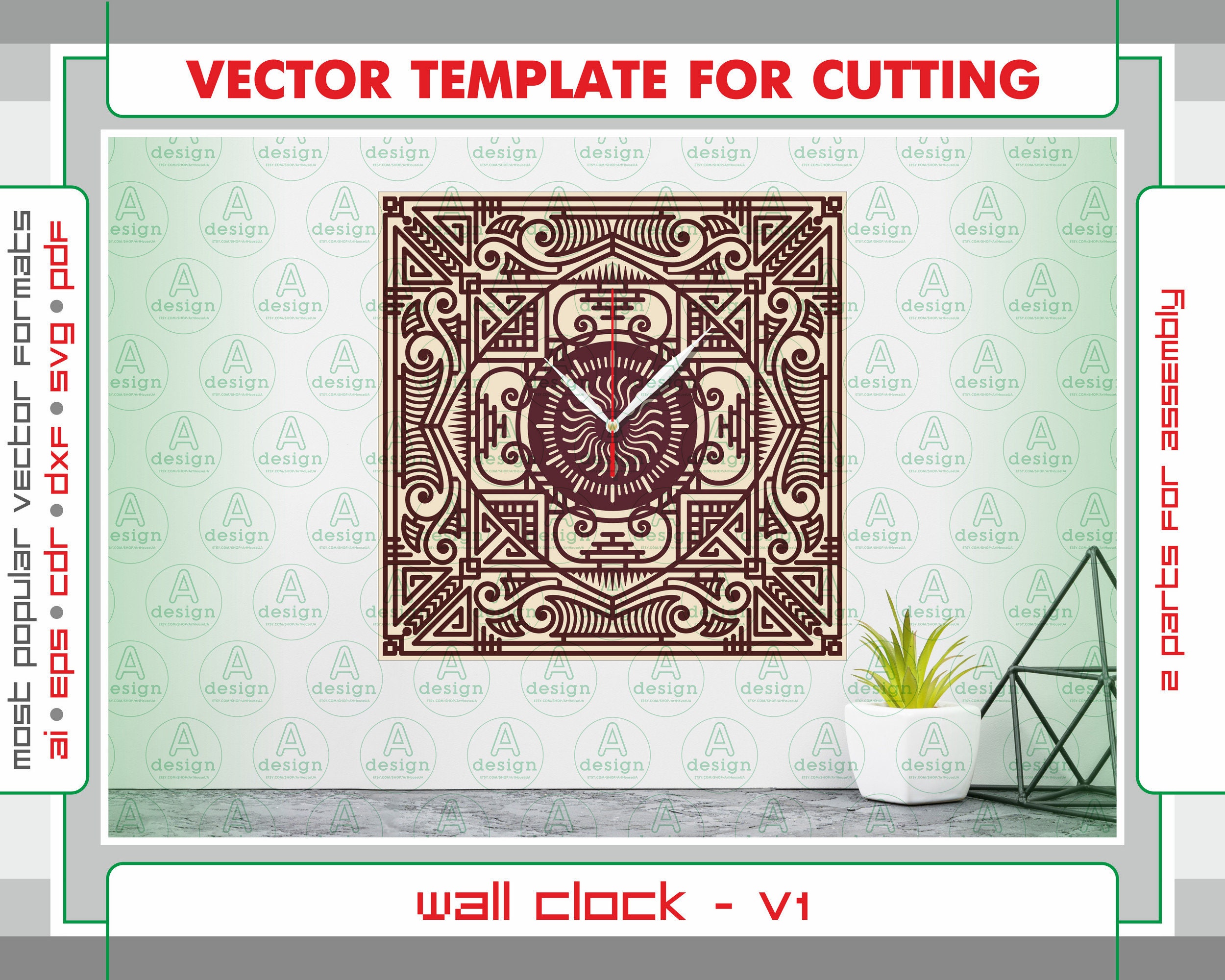 Wall Clock pattern clock SVG Clock DXF clock vector Clock | Etsy