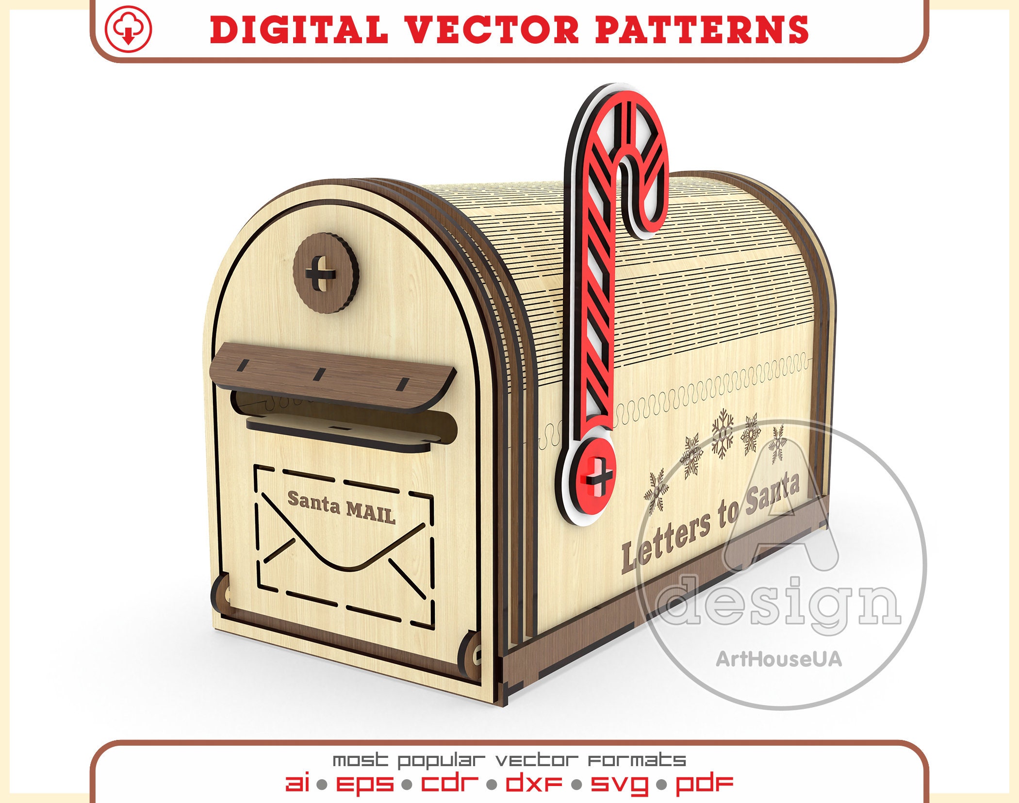 Letters to Santa Mailbox SVG File Laser Cutter Machines and Glowforge ...