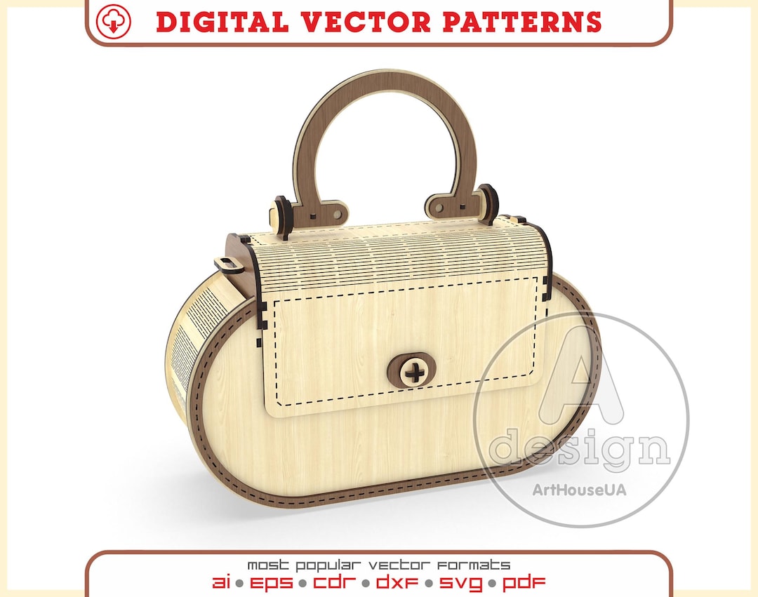 Wood Purse Vector SVG File for Laser Cut, Handbag Vector File, Evening ...