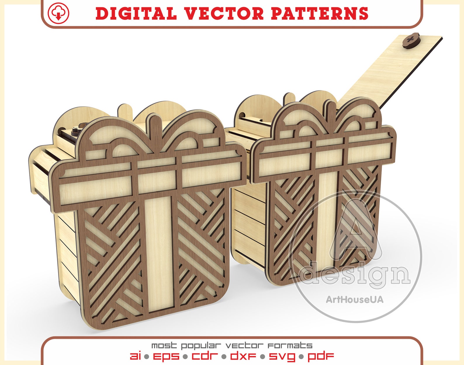 Gift Box Glowforge Ready Vector SVG Files Christmas Gift Box - Etsy