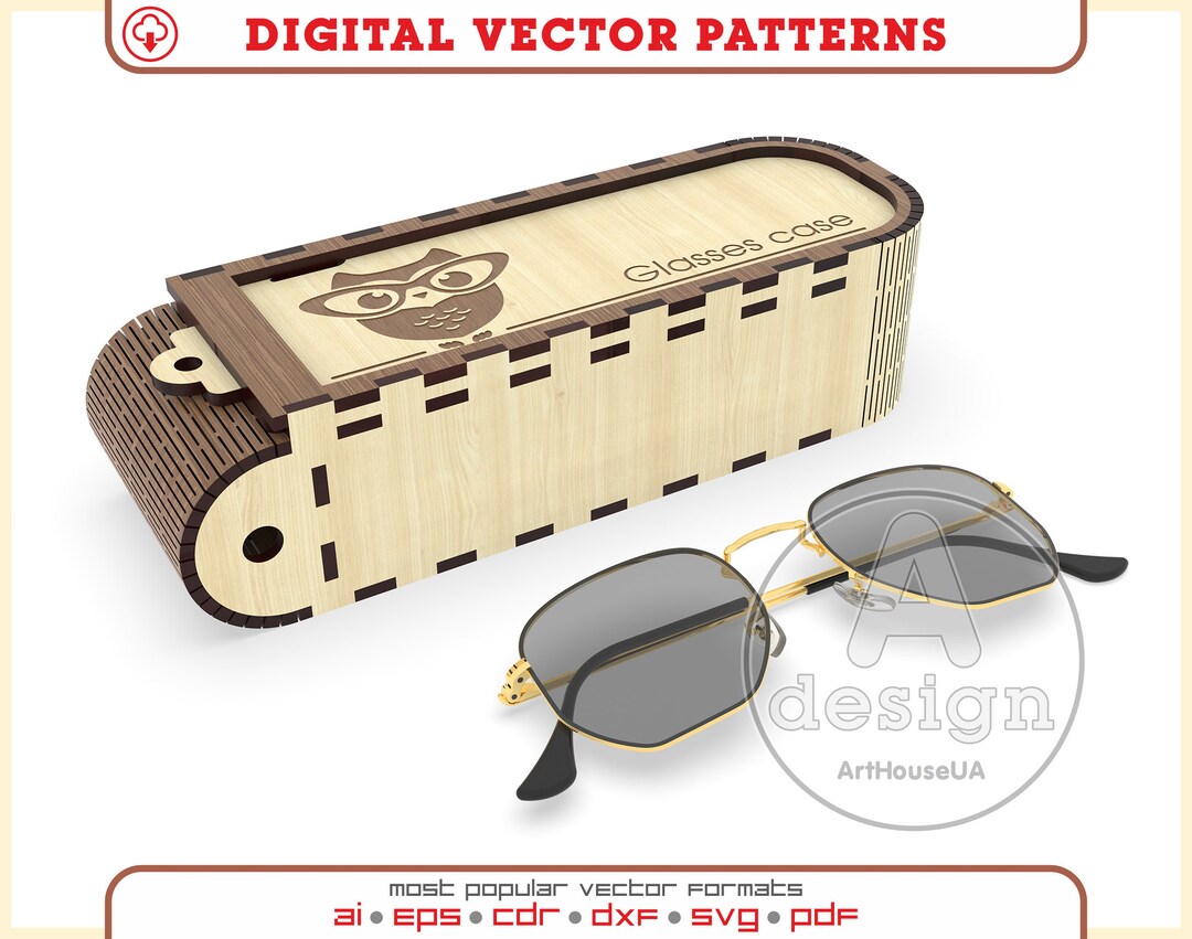Glasses Case Vector File, Wooden Case for Sun Glasses, Eyeglass Wood ...