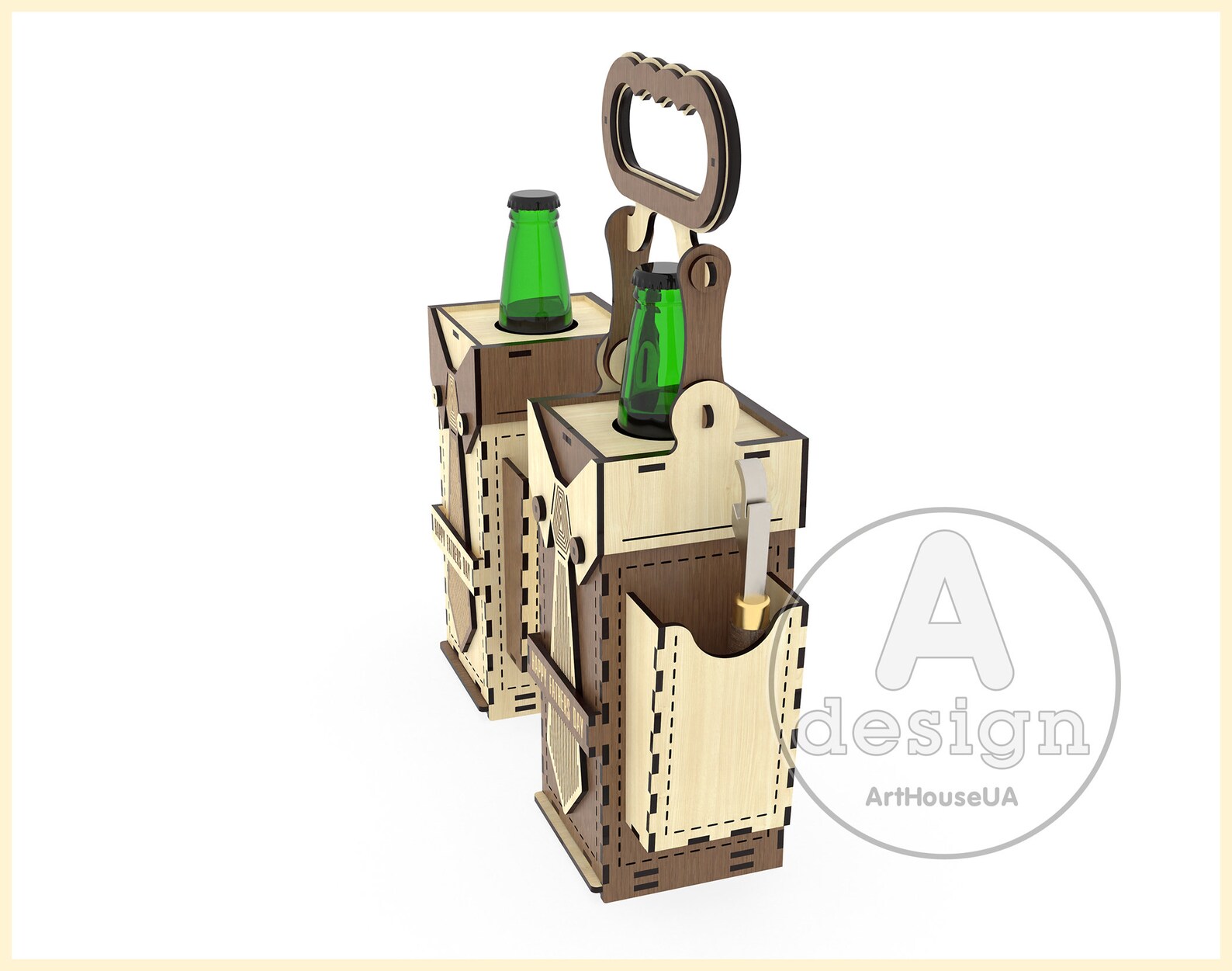 500ml Beer Holder Box Vector File Laser Cut Machine, Beer Bottle Holder ...