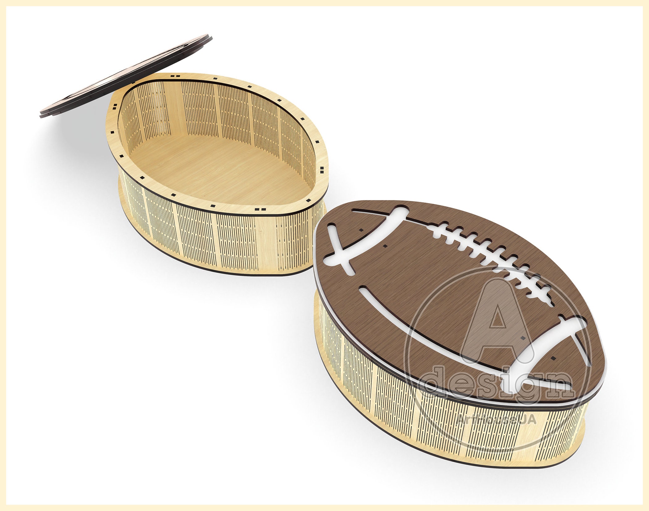 Football Ball Gift Box Laser Cut Vector File, American Football Ball ...