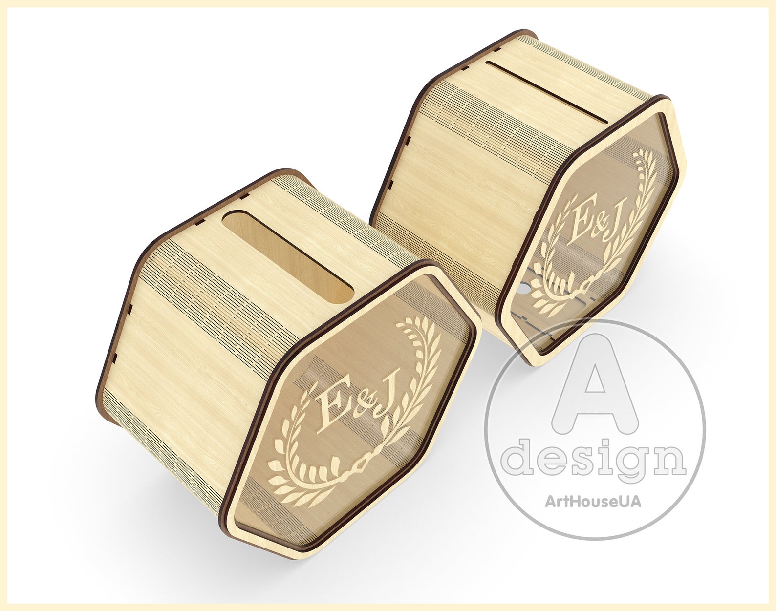 Two Versions Wedding Card Box Vector SVG File for Laser Cut - Etsy