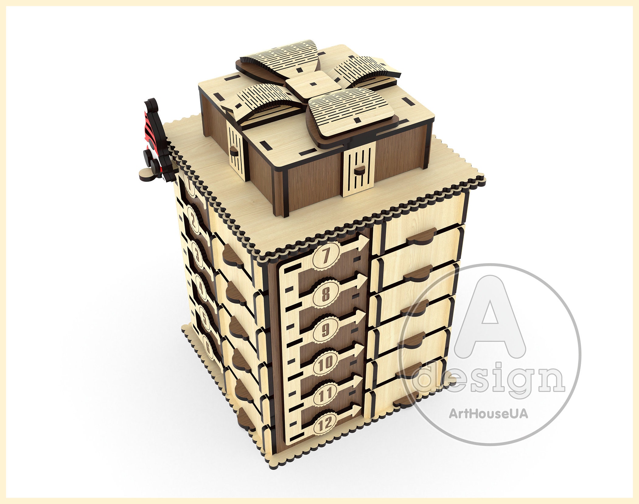 Advent Calendar Laser Cut Vector File, Christmas Advent Calendar ...