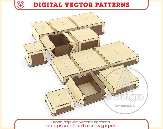 12 Different Sizes Boxes With Flip up Lid Vector File for - Etsy