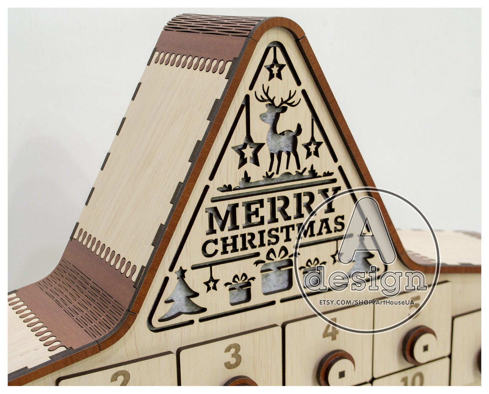 Advent calendar laser cut vector file Christmas decorations | Etsy