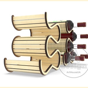 Wine Bottle and Wine Glass Shelf Laser Cut Ready Vector File, Table ...