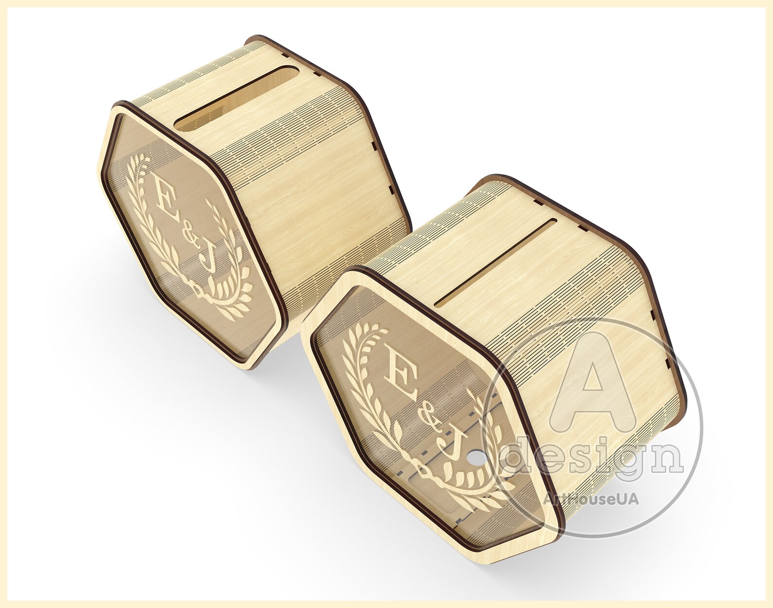 Two Versions Wedding Card Box Vector SVG File for Laser Cut and ...