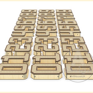 Bundle 3D Numbers Gift Box Vector File for Laser Cut and SVG for ...