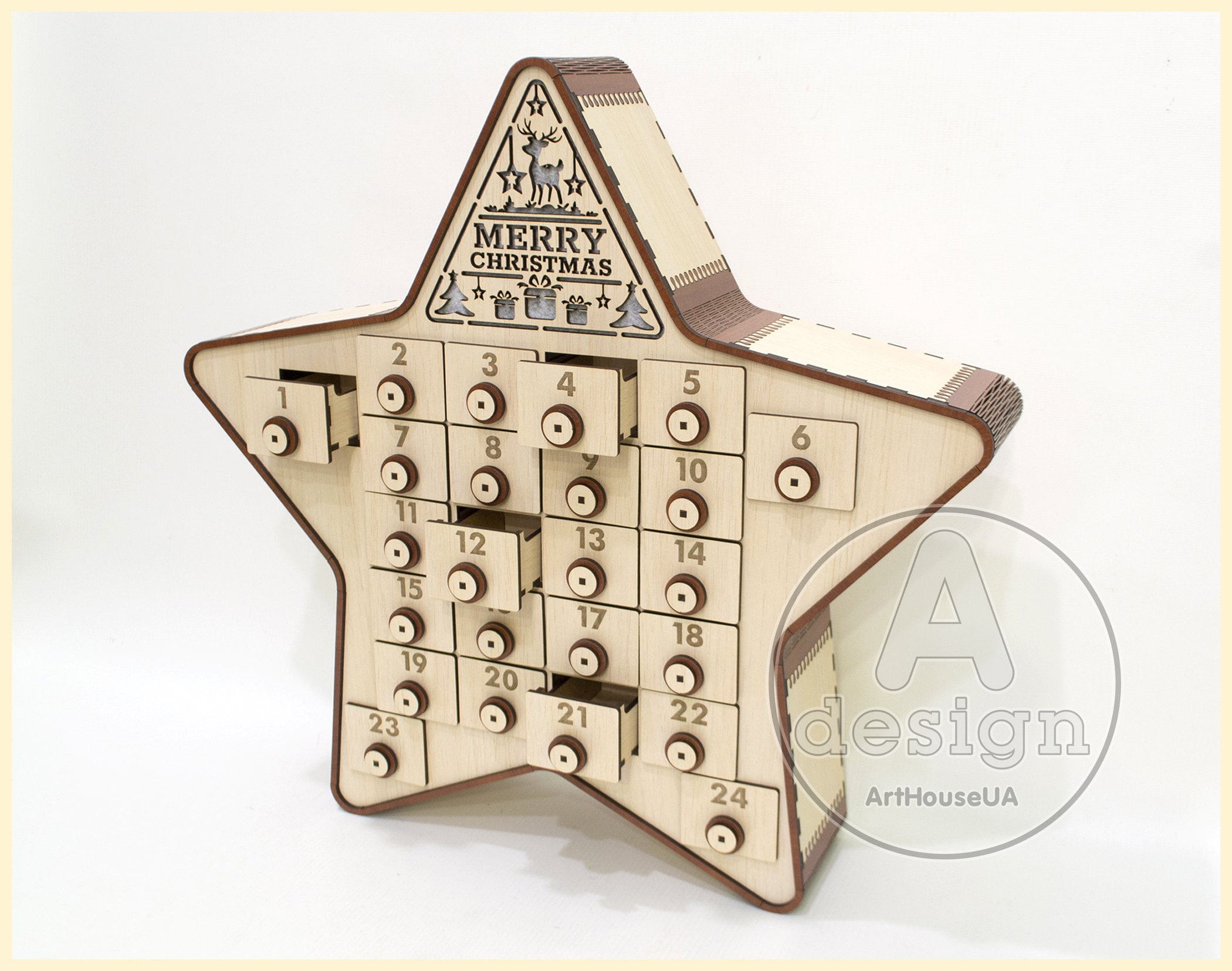 Advent Calendar Laser Cut Vector File, Christmas Advent Calendar ...