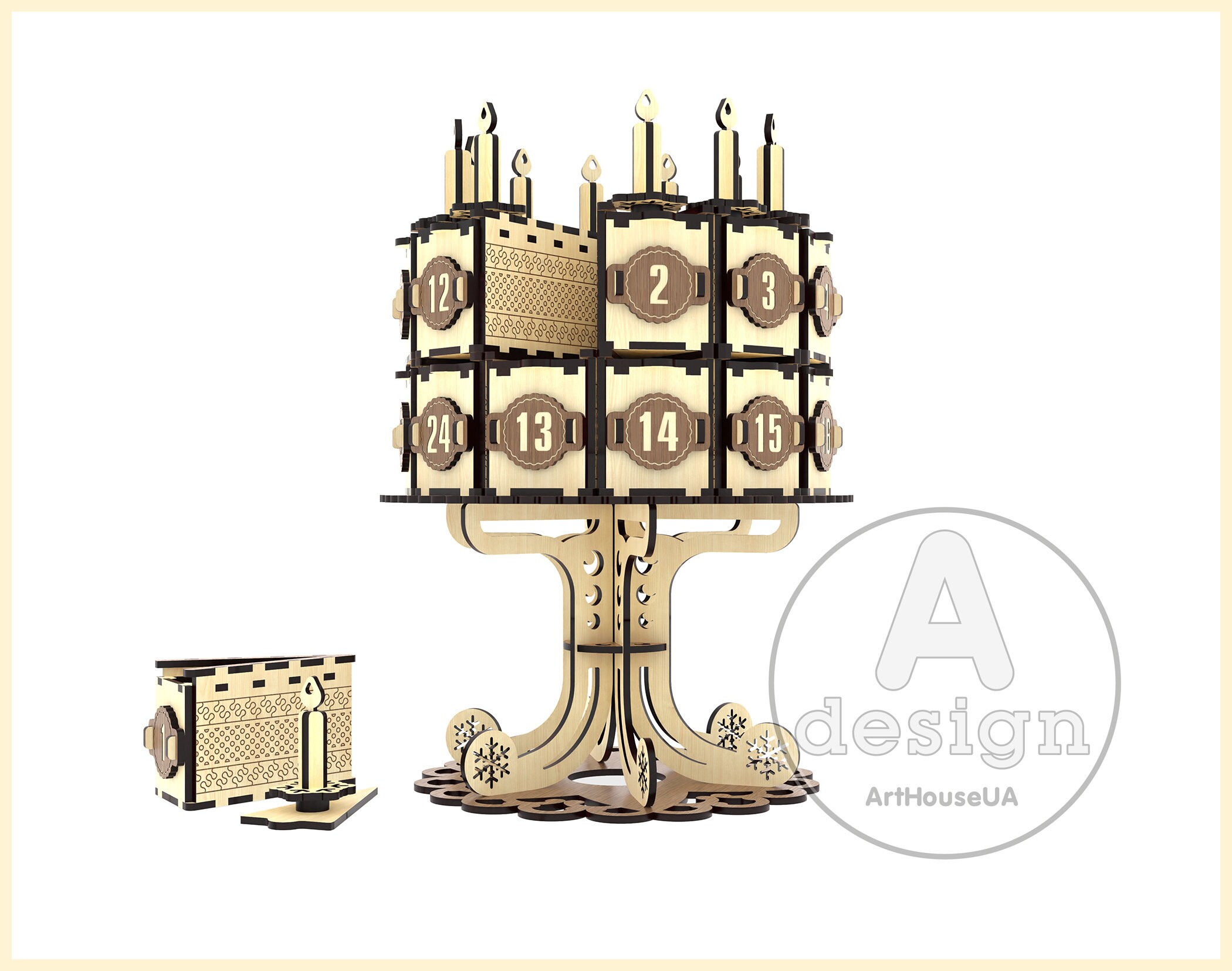 Advent Calendar Laser Cut Vector File, Christmas Advent Calendar ...