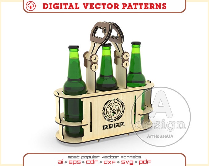 Self-assembling 6 Bottle Beer Holder SVG, Files to Glowforge Owner ...