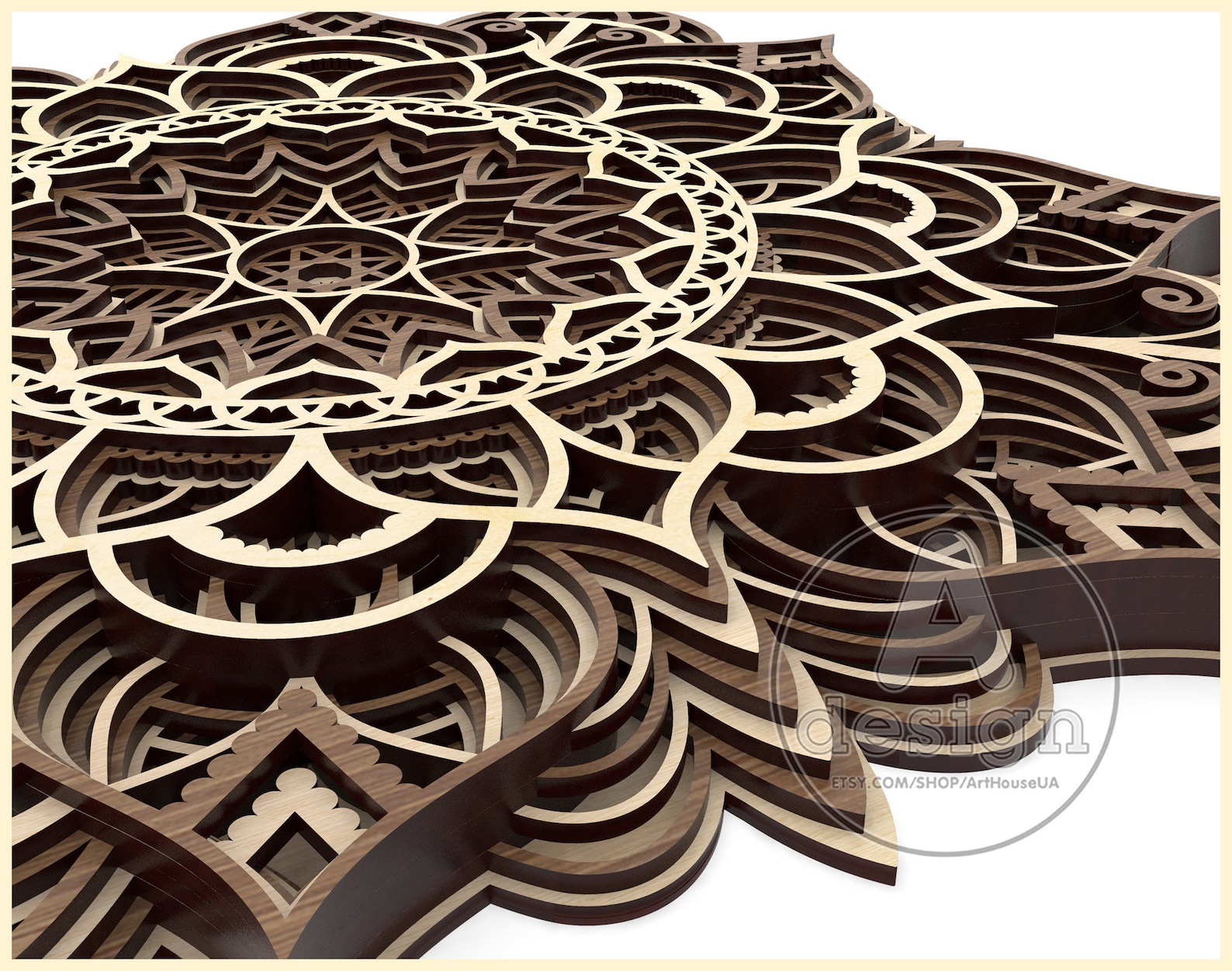 3D Layered Mandala SVG Vector File for Laser Cutting Machine and Scroll ...