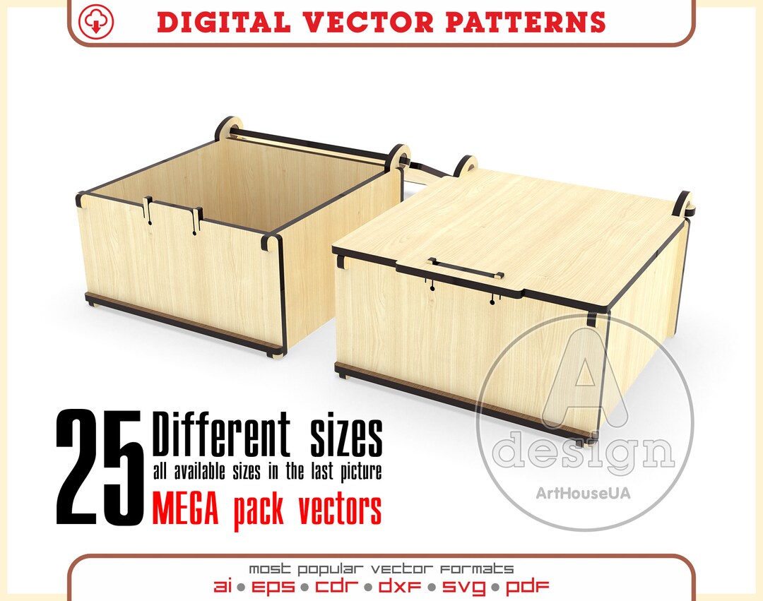 25 Different Sizes Boxes With Flip up Lid Vector File for - Etsy