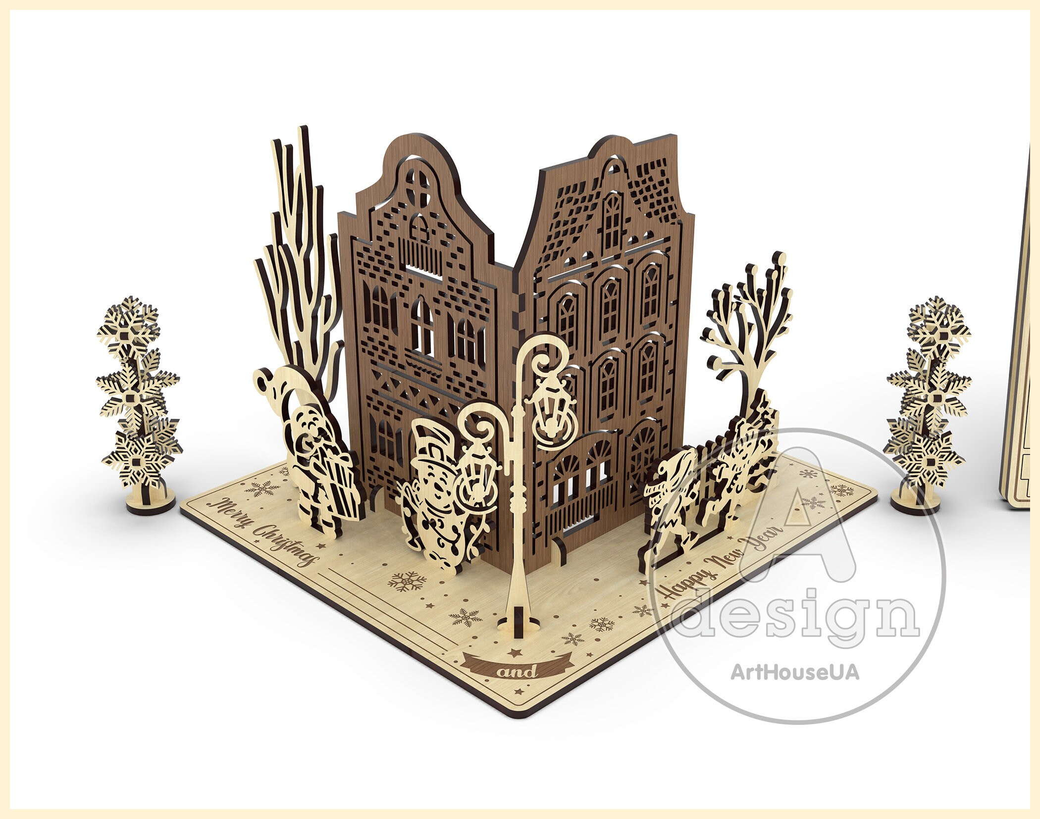 Christmas Card 3D Puzzles Laser Cut Vector File. Christmas Greetings ...