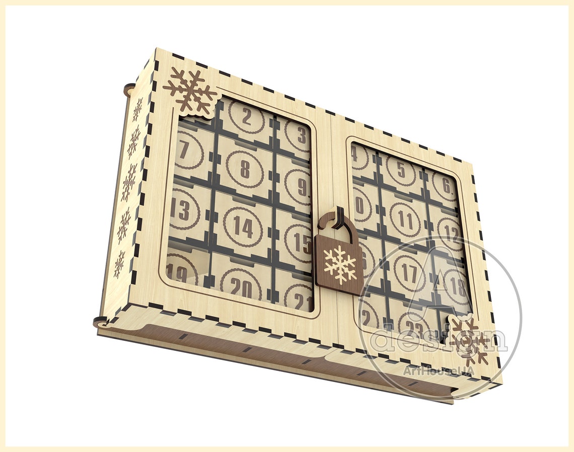 Advent Calendar Laser Cut Vector File, Christmas Advent Calendar ...