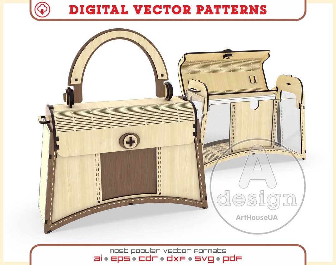 Women Acrylic and Wood Purse Vector File for Laser Cut and SVG ...