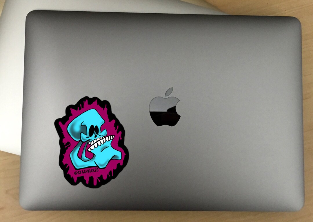Paint Splatter Electric Blue Skull Decal -- for Cars, Laptops, and More ...