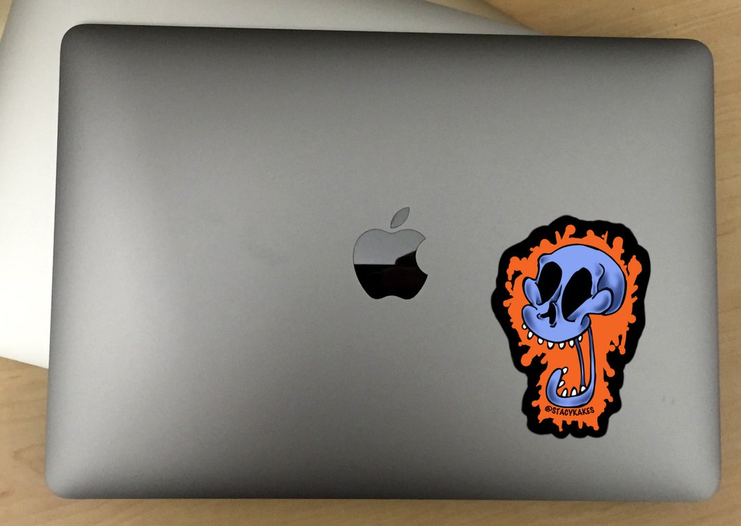 Paint Splatter Happy Blue Skull Decal -- for Cars, Laptops, and More ...
