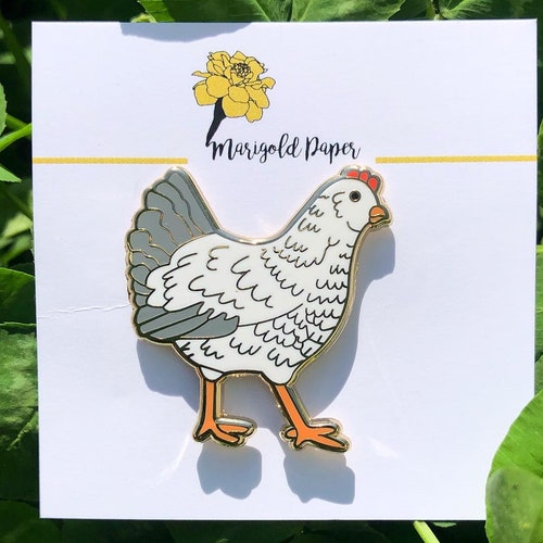 Enamel Chicken Pin Cute Chicken Pin Plymouth Rock Chicken - Etsy