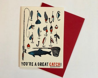 You're a Great Catch Baseball & Softball Letterpress Card - Etsy