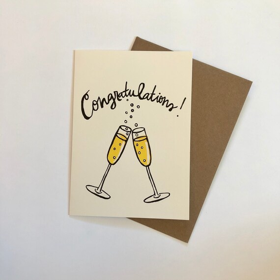 Congrats Champagne Congratulations Card - Etsy