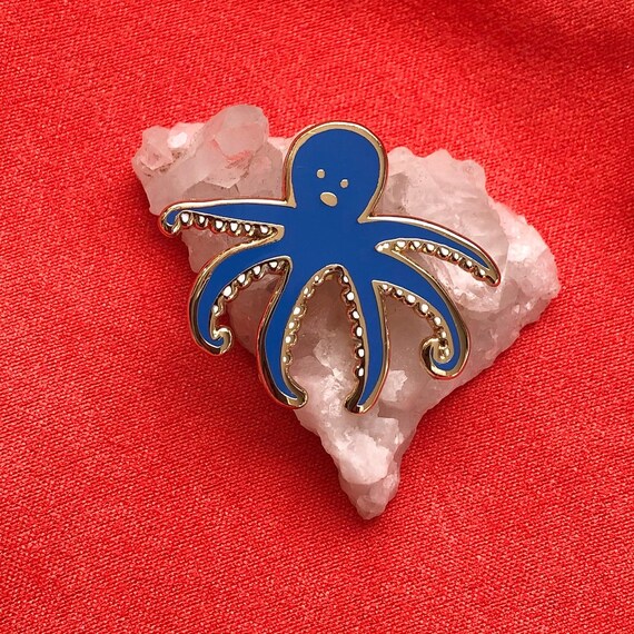 SECONDS SALE Blue Octopus Enamel Pin | Etsy